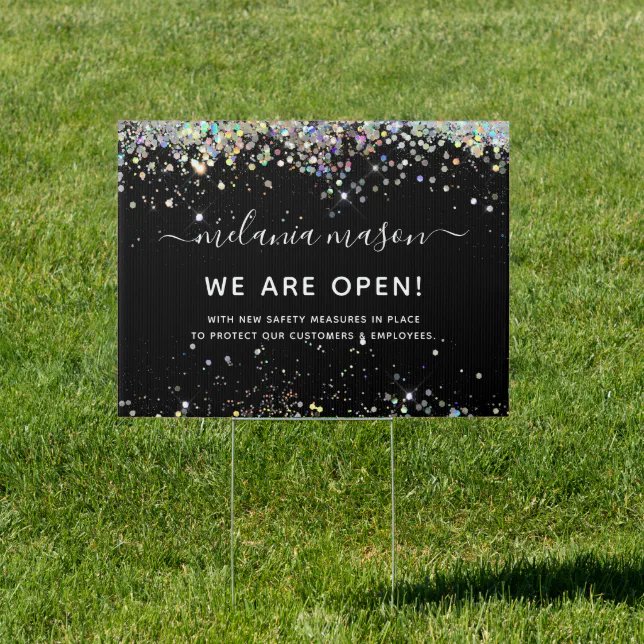 Elegant Holographic Glitter Makeup Artist Black Sign | Zazzle