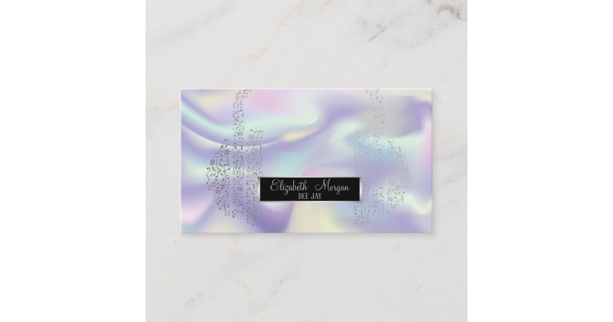 Elegant Holographic,Music Notes Headphone DJ Business Card | Zazzle