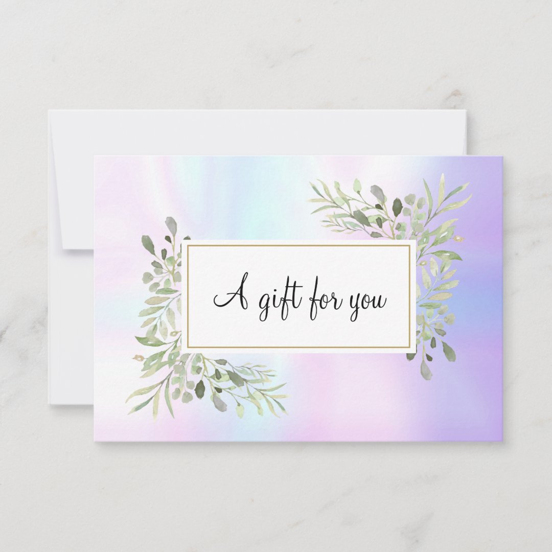 Elegant Holographic Spring Leaves Gift Certificate | Zazzle