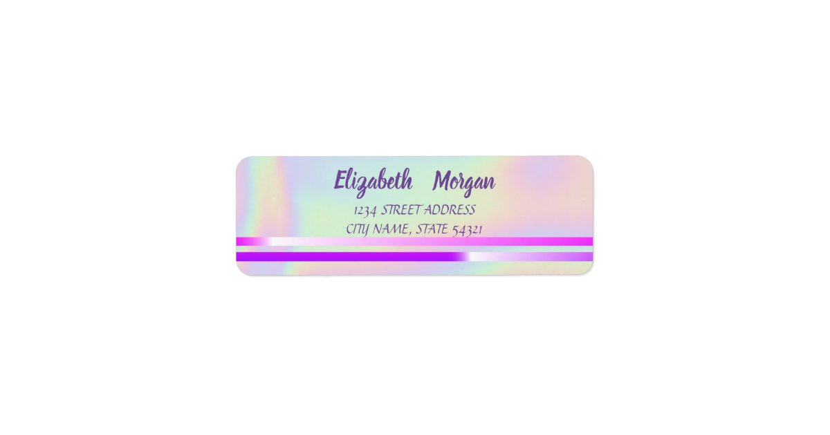 Elegant Holographic, Stripes Address Label | Zazzle