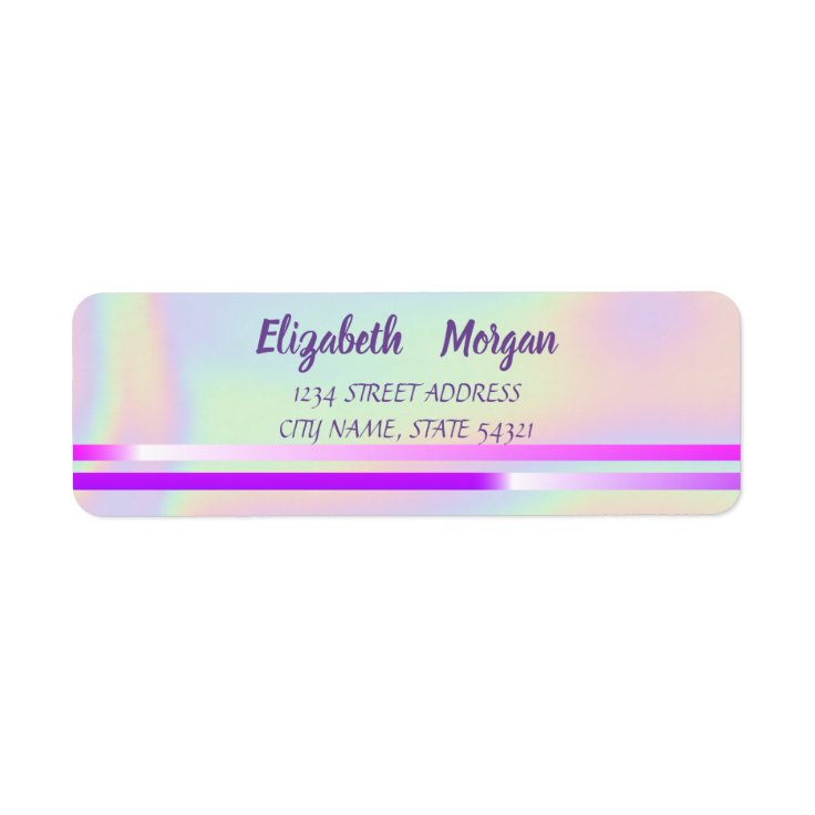 Elegant Holographic, Stripes Address Label | Zazzle