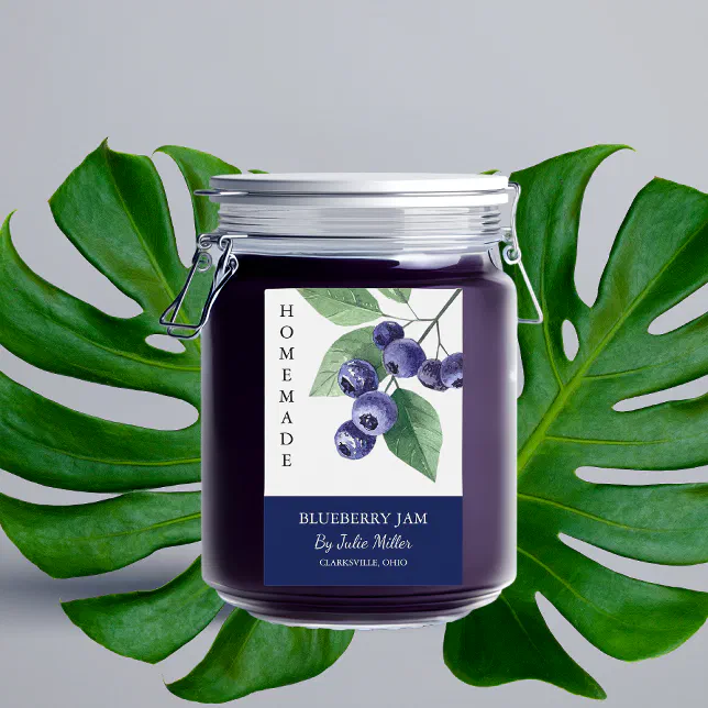 Elegant Homemade Blueberry Jam Label | Zazzle