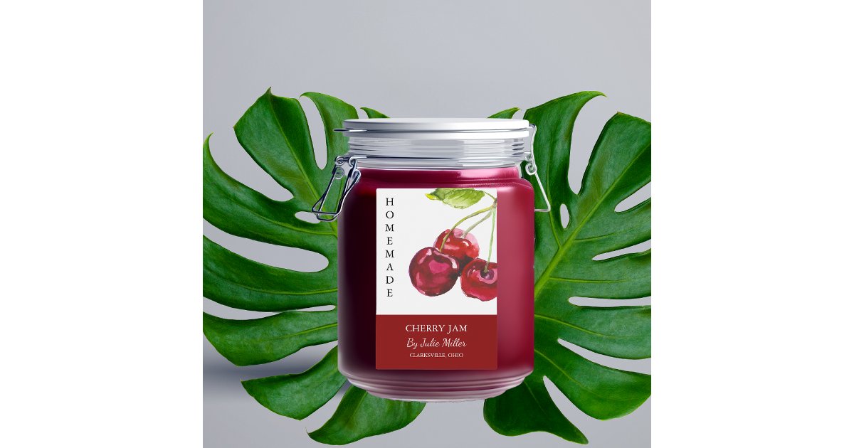 Elegant Homemade Cherry Jam Label | Zazzle