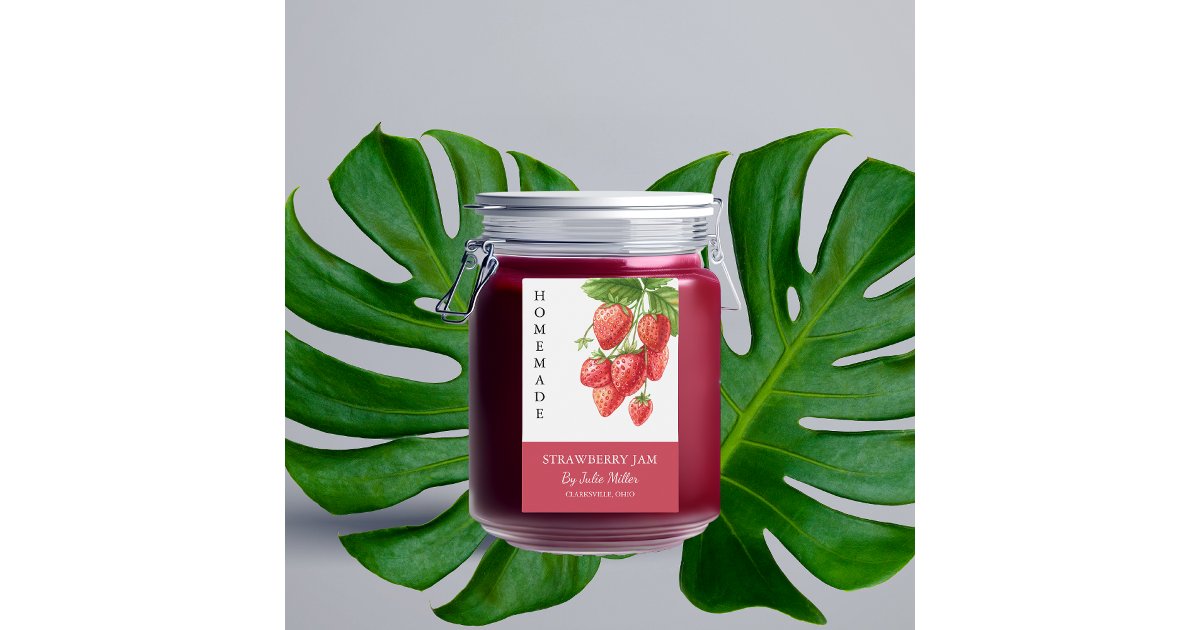 Elegant Homemade Strawberry Jam Label | Zazzle