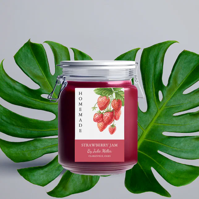 Elegant Homemade Strawberry Jam Label | Zazzle