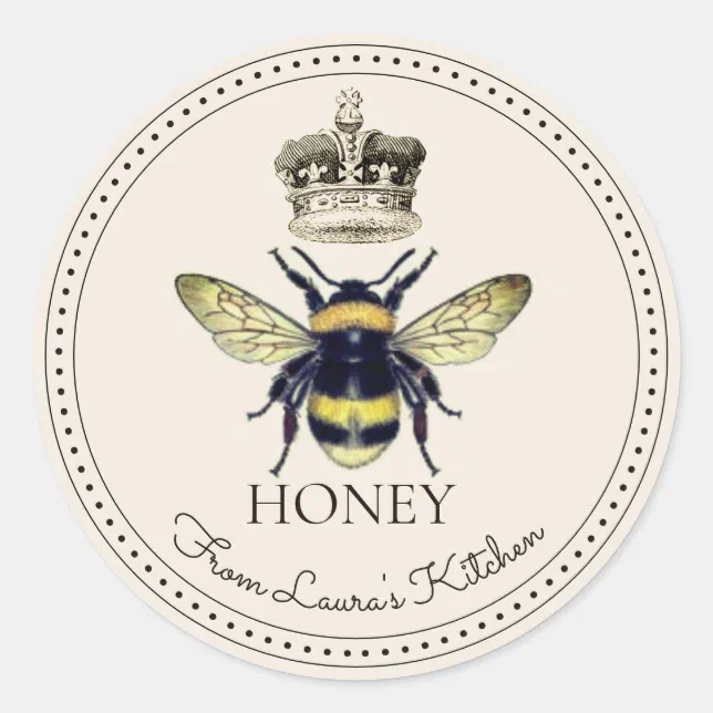 Elegant Honey Bee Classic Round Sticker | Zazzle