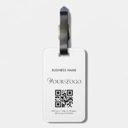 Elegant Horizontal Custom Company Logo QR Code Luggage Tag | Zazzle
