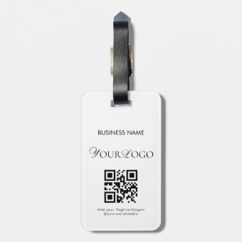 Elegant Horizontal Custom Company Logo QR Code Luggage Tag | Zazzle
