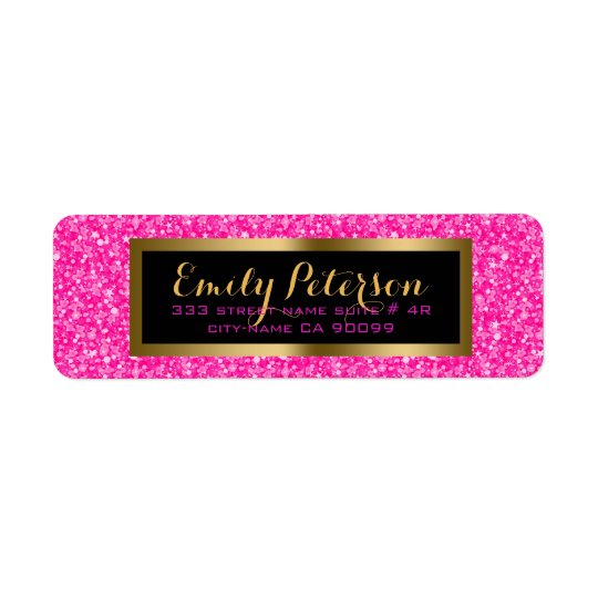 Elegant Hot Pink And White Glitter Label | Zazzle.com