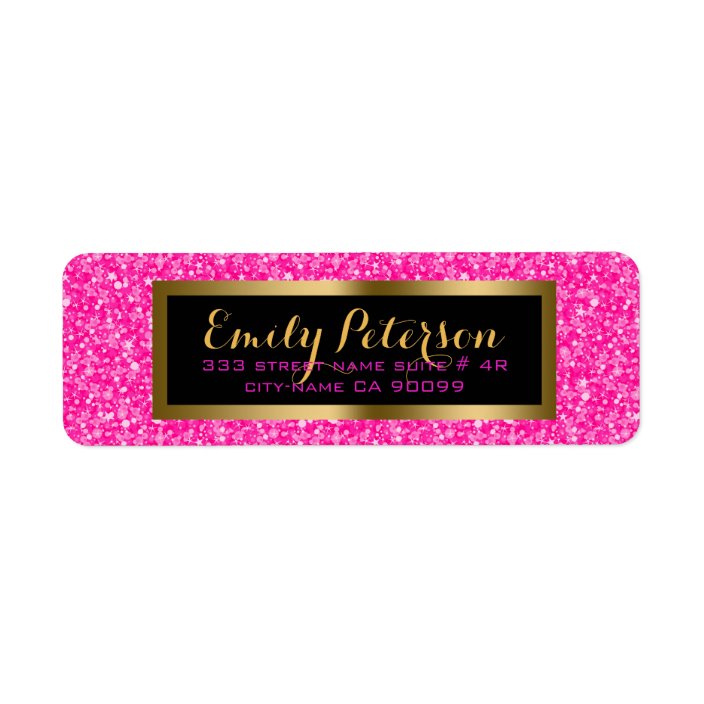 Elegant Hot Pink And White Glitter Label | Zazzle.com