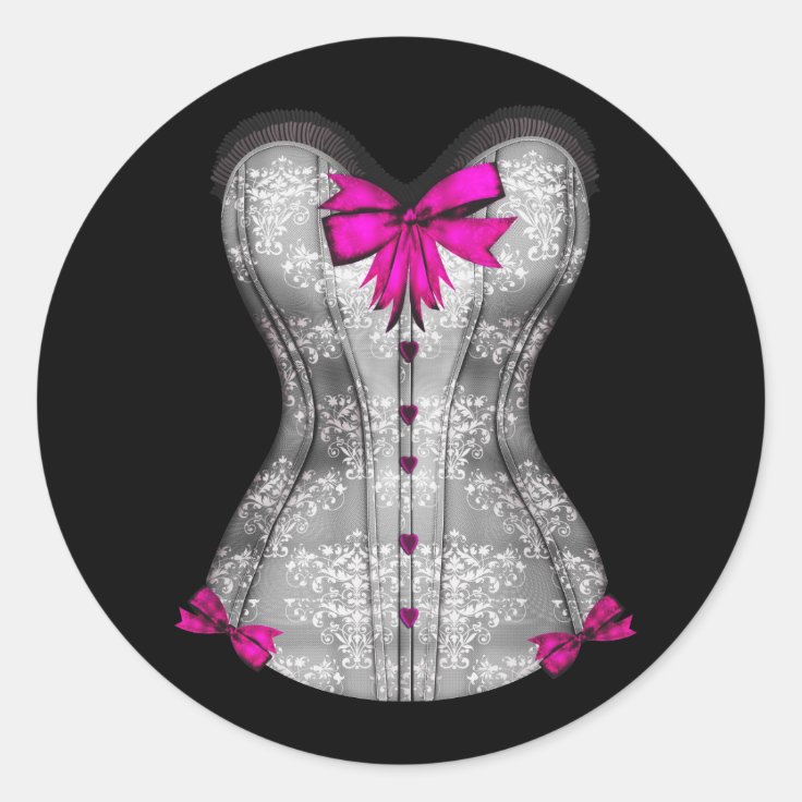 Elegant Hot Pink Corset Stickers | Zazzle