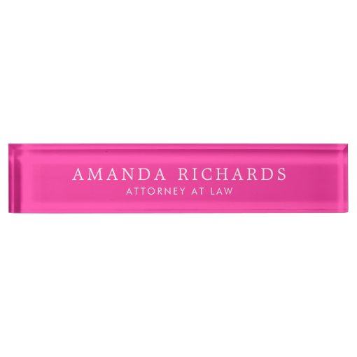 Elegant hot pink desk name plate | Zazzle