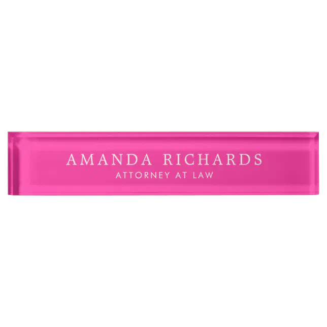 Elegant hot pink desk name plate | Zazzle
