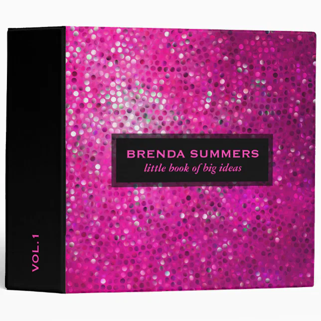 Elegant Hot Pink Faux Glitter Binder | Zazzle