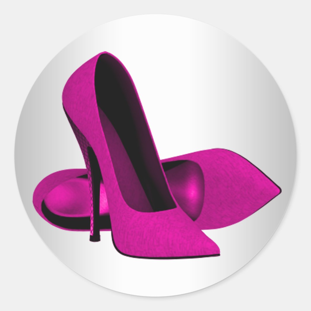 Elegant Hot Pink High Heel Shoe Stickers | Zazzle