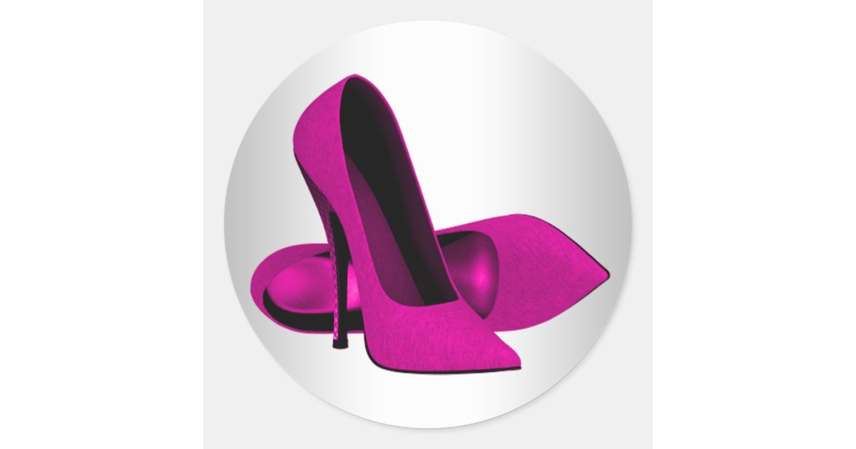 Elegant Hot Pink High Heel Shoe Stickers | Zazzle