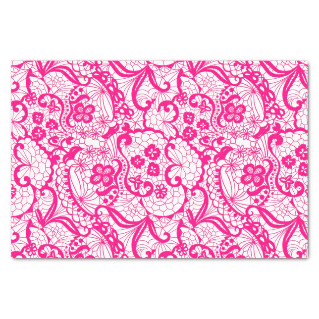 Elegant Hot Pink Lace Pattern Tissue Paper | Zazzle