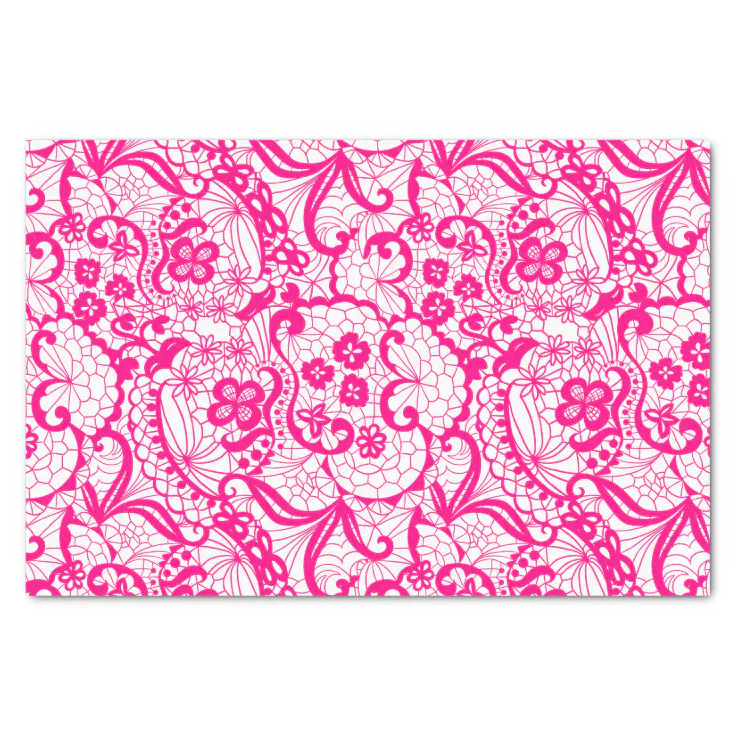 Elegant Hot Pink Lace Pattern Tissue Paper | Zazzle