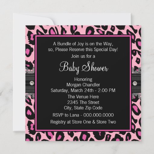 Elegant Hot Pink Leopard Baby Shower Invitation | Zazzle