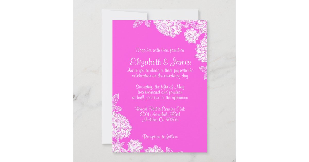 Elegant Hot Pink Wedding Invitations | Zazzle