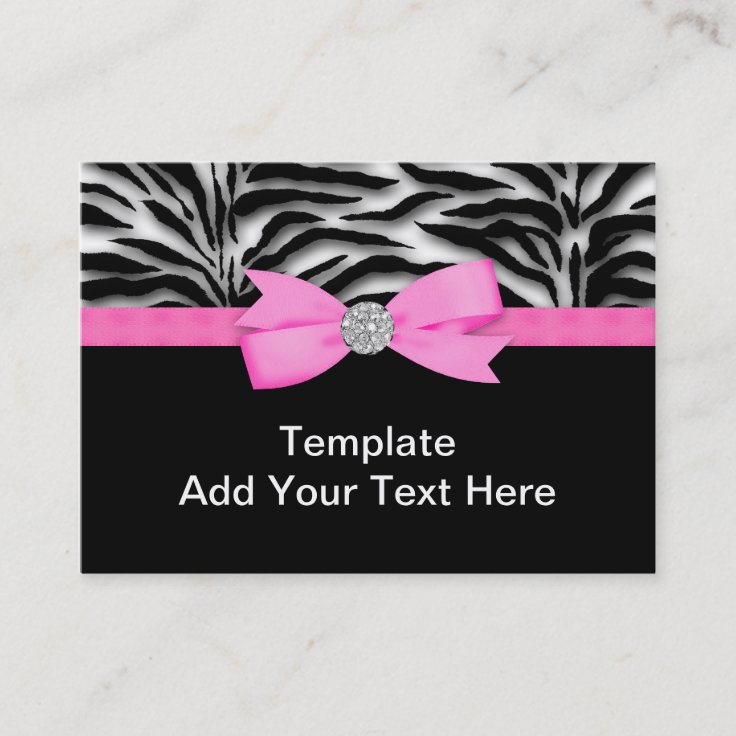 Elegant Hot Pink Zebra Business Cards | Zazzle