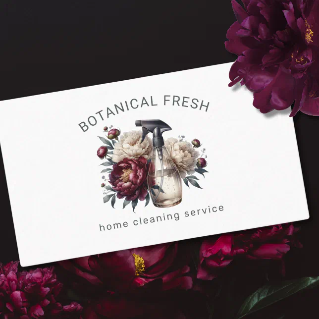Elegant House Cleaning Service Floral Business Card | Zazzle