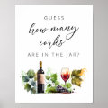Elegant How Many Corks Winery Game Bridal Shower Poster | Zazzle