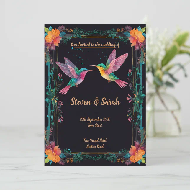 Elegant Hummingbird & Floral Wedding Invitation | Zazzle