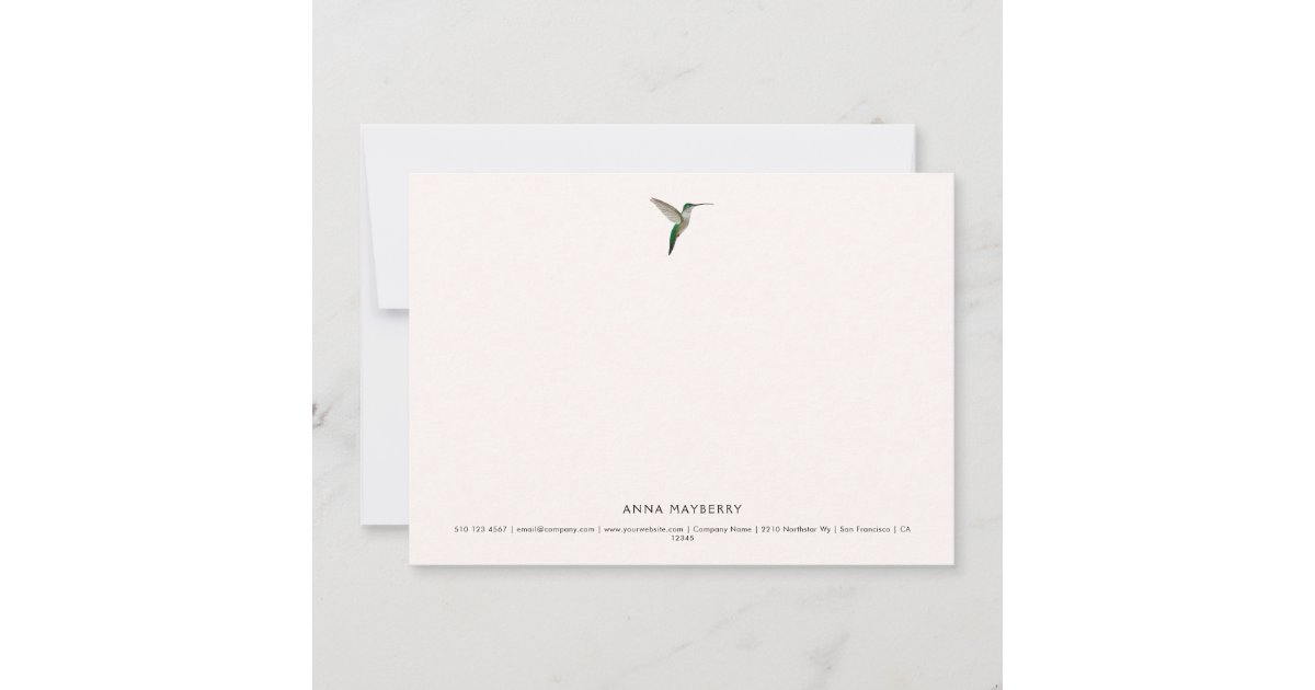 Elegant Hummingbird Note Card | Zazzle