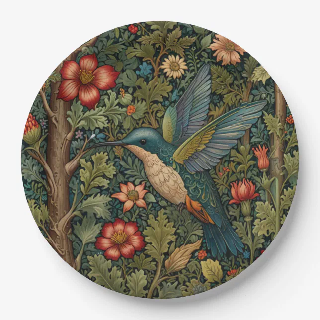 Elegant hummingbird romantic boho chic paper plates | Zazzle