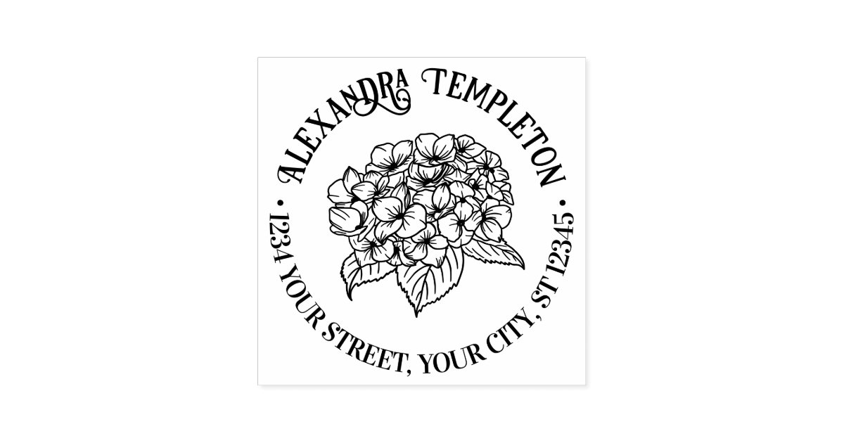 Elegant Hydrangea and Leaves Self-inking Stamp | Zazzle