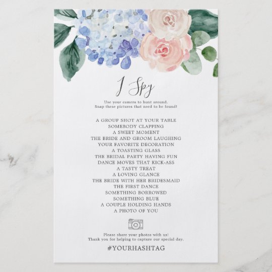 Elegant Hydrangea I Spy Photo Scavenger Hunt Game Flyer | Zazzle.com