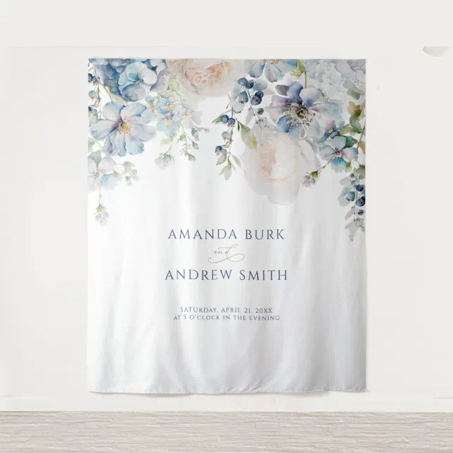 Elegant Hydrangea & Rose Wedding Tapestry | Zazzle