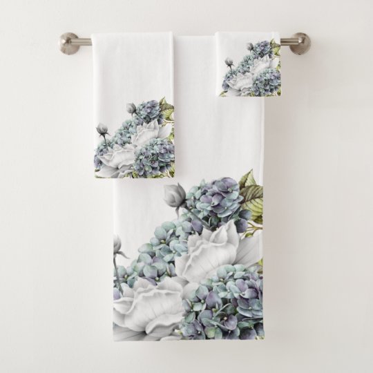 Elegant Hydrangeas Bathroom Towel Set | Zazzle.com