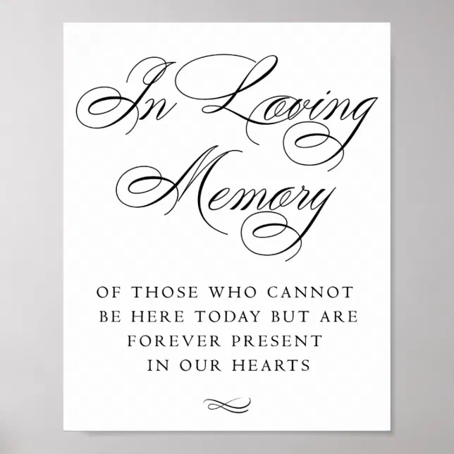 Elegant In Loving Memory Black Calligraphy | Chic Poster | Zazzle