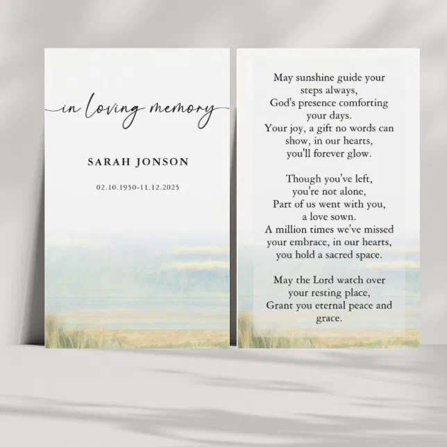 Elegant In Loving Memory Funeral Memorial Prayer | Zazzle