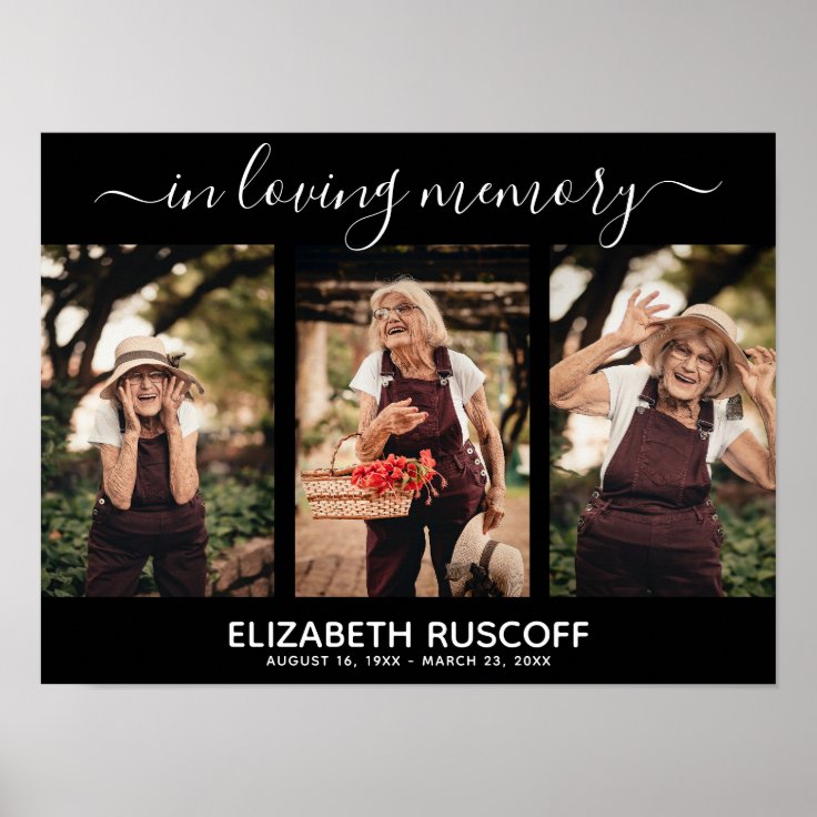 Elegant In Loving Memory Memorial Photo Collage Poster | Zazzle