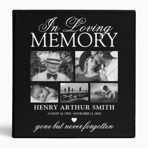 Elegant In Loving Memory Photo Album 3 Ring Binder | Zazzle