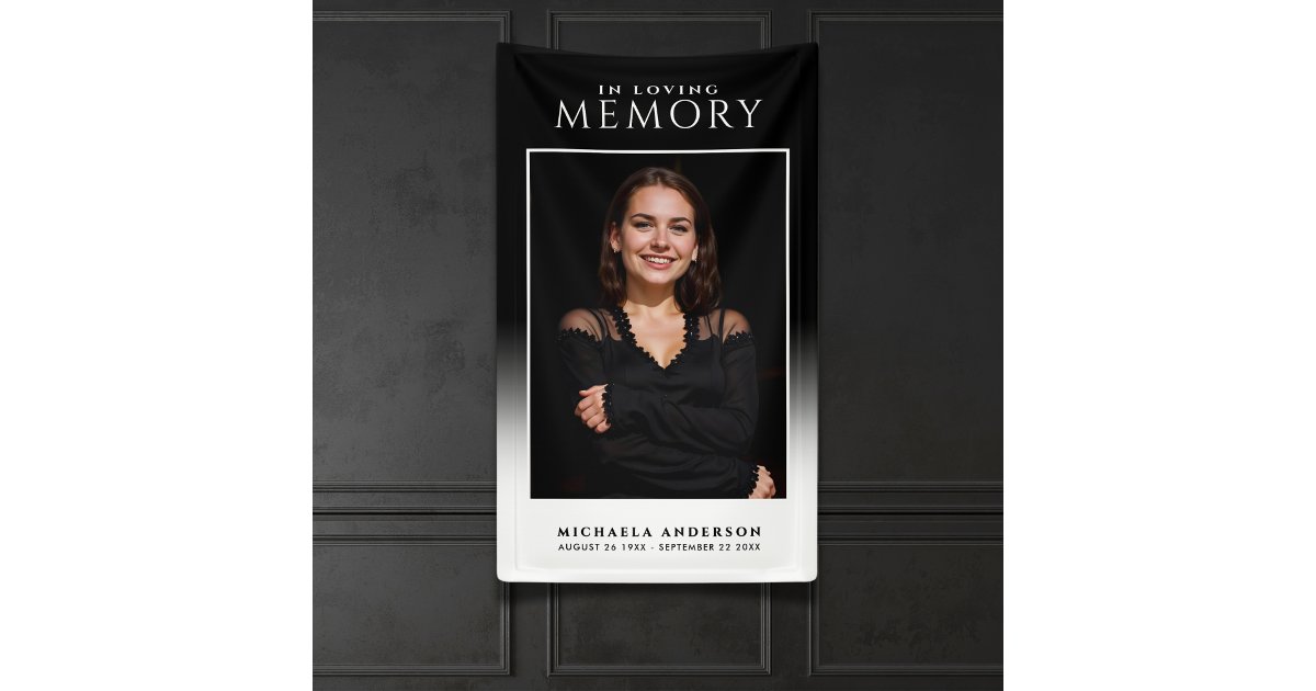 Elegant In Loving Memory Photo Funeral/Memorial Banner | Zazzle
