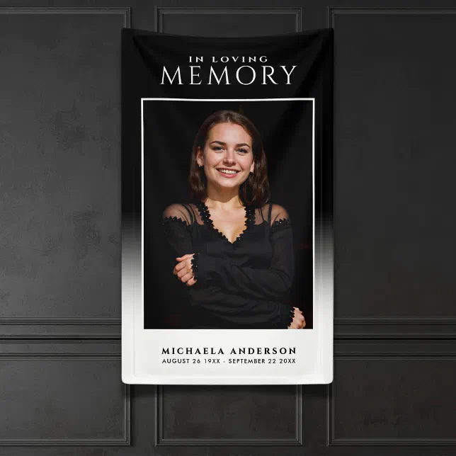 Elegant In Loving Memory Photo Funeral/Memorial Banner | Zazzle