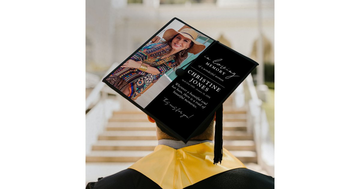Elegant In Loving Memory Photo Graduate Graduation Cap Topper | Zazzle