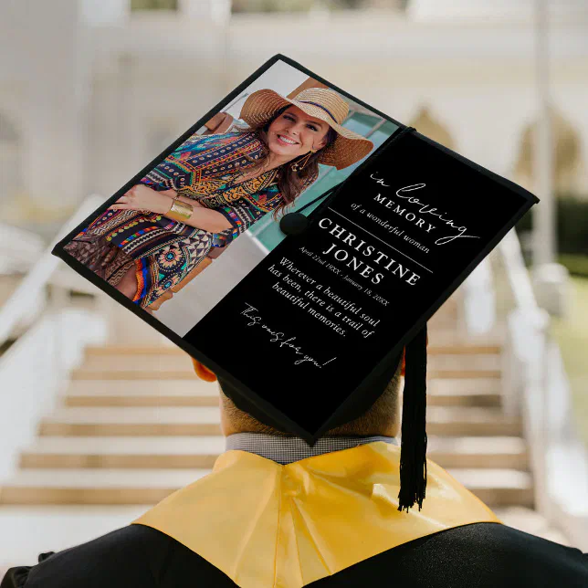 Elegant In Loving Memory Photo Graduate Graduation Cap Topper | Zazzle