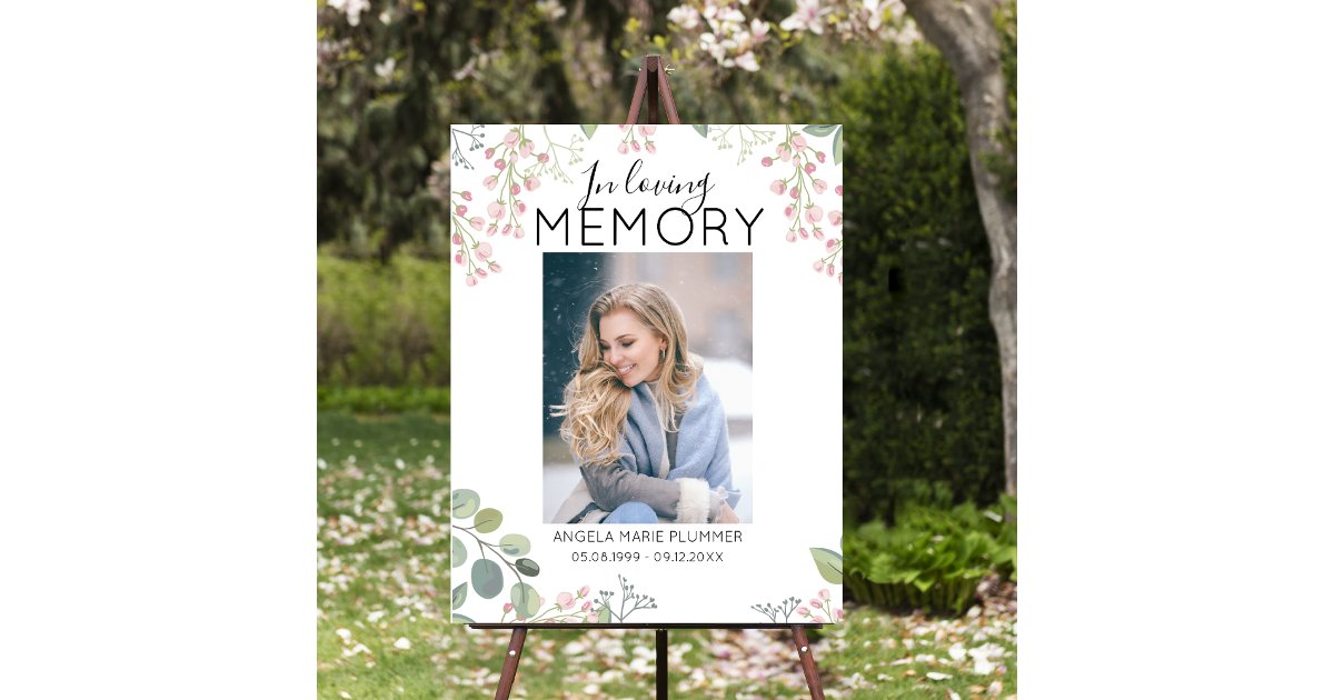 Elegant In Loving Memory | Photo Memorial Foam Board | Zazzle