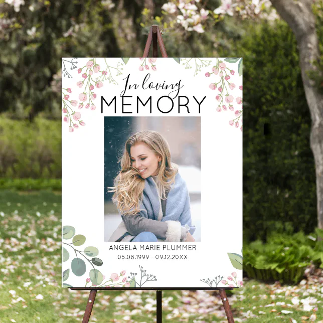 Elegant In Loving Memory | Photo Memorial Foam Board | Zazzle