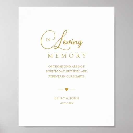 Elegant In Loving Memory Wedding Poster | Zazzle