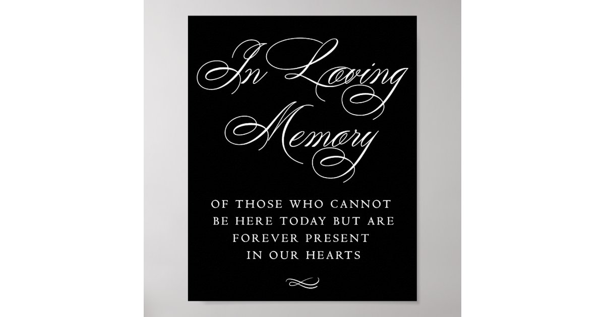 Elegant In Loving Memory White Calligraphy | Chic Poster | Zazzle
