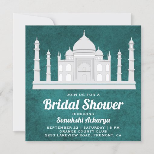 Elegant Indian Taj Mahal Bridal Shower Invitation | Zazzle