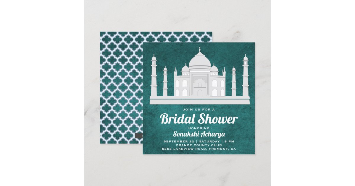Elegant Indian Taj Mahal Bridal Shower Invitation | Zazzle