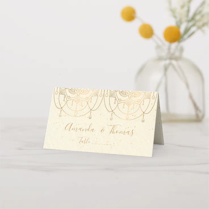 Elegant Indian Tradiational Design Wedding Place Card | Zazzle