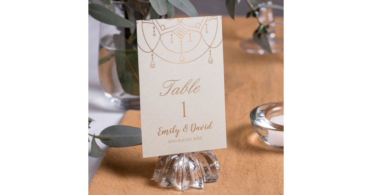 Elegant Indian Traditional Design Wedding Table Number | Zazzle